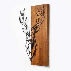 Wallexpert Dekorativní nástěnný dřevěný doplněk Red Deer 1, Ořech, Černá