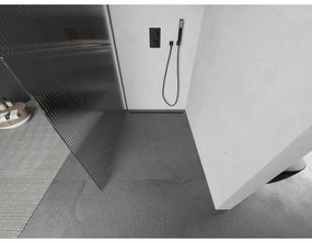 Mexen Kioto, sprchová zástěna Walk-In 100 x 200 cm, 8mm sklo s žebrovým vzorem, grafitový profil, 800-100-101-95-09