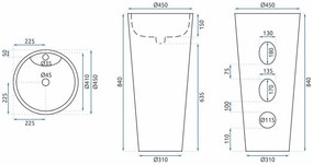 Volně stojící keramické umyvadlo REA ANYA lava mat