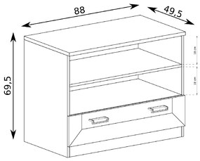 TADEUSZ L | TV stolek T-24 | 88 cm | lefkas