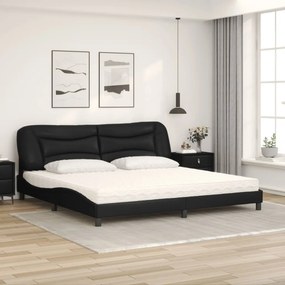 Postel s matrací Hvar černá 200 x 200 cm umělá kůže 3208745
