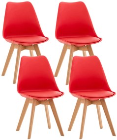 Jídelní židle Crediton - 4 ks - umělá kůže | červené