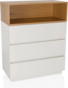 XXXLutz KOMODA, bílá, barvy dubu, 80/100/40 cm MID.YOU - Široké komody - 001918082902