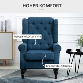 Křeslo HOMCOM s čalouněním, vysoké opěradlo, čalouněné křeslo se zaoblenými područkami, dřevěné nohy, do ložnice, do obývacího pokoje, do 160 kg, mod…