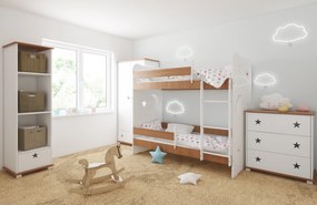 BabyBeds Dětská patrová postel STARS II 180x80 Barevné provedení: Růžová, Úložný prostor: Ne, bez úložného prostoru