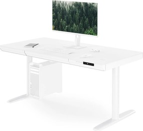 Elektrický psací stůl sit-stand se zásuvkou a bezdrátovou nabíječkou Qi bílý, 1400 mm: ELLIS