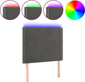 Čelo postele s LED tmavě šedé 100x5x118/128 cm samet 3122327