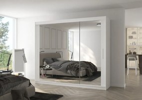 Skříň s posuvnými dveřmi a zrcadlem CHESTER 250 bílá