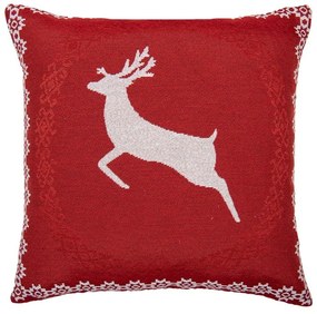 Červený povlak na polštář s jelenem Christmas Rustic - 44*44 cm