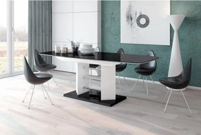 Jídelní stůl LINOSA 3 - 160 (černá lesk/bílá lesk/černá lesk)