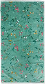 Pip Studio ručníky z bavlněného froté Les Fleurs, zelené (Luxusní ručníky z bavlněného froté v designu Les Fleurs v zelené barvě)