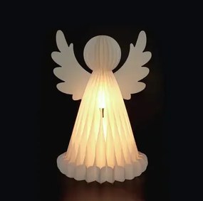 Solight LED anděl bílá / Papírová dekorace / 2x LED / Časovač / 37 cm