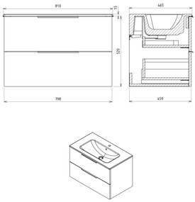 Sapho Sapho, Koupelnový set CIRASA 81, dub alabama, KSET-031