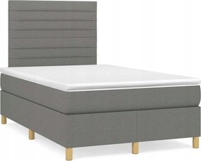 Box Spring Postel S Matrací Textil Tmavě Šedá vodorovné pruhy 120 x 190 c