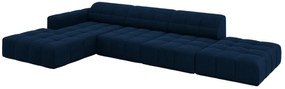 OnaDnes -20% Královsky modrá sametová rohová pohovka Cosmopolitan Design Chicago 341 cm, levá