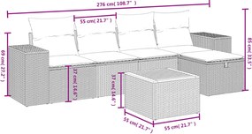 6dílná zahradní sedací souprava s poduškami černá polyratan 3265165