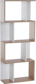 HOMCOM Moderní Regál S Tvarovým Designem, 4 Poličky, 60 Š x 24 H x 148 V cm, Dub Bílý | Aosom