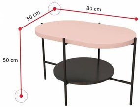 Konferenční stolek ARENA, 80x50x50, růžová/zlatá