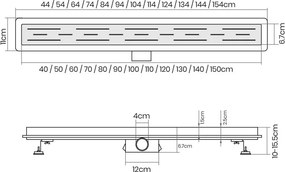Aquamarin Sprchový podlahový žlab přerušovaný, 120 cm