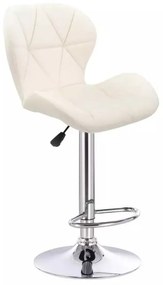LuxuryForm DESIGN Barová židle LIVIO VELUR na stříbrné kulaté podstavě - krémová