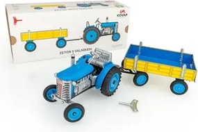 KOVAP Traktor Zetor s valníkem modrý / Kov / Na klíček / Měřítko 1:25