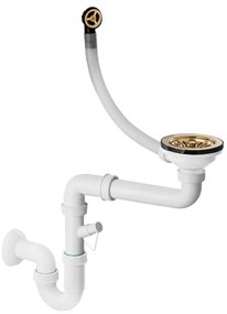 Sink Quality Sink55, kuchyňský granitový dřez 780x460x215 mm + zlatý sifon, šedá, SKQ-SINK.D.1KDOL.XG