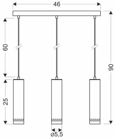 Lustr na lanku TUBO 3xGU10/25W/230V