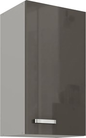 GREY gr | horní skříňka 40 G-72 1F policová | 40 cm | světle šedá/tmavě šedá lesk