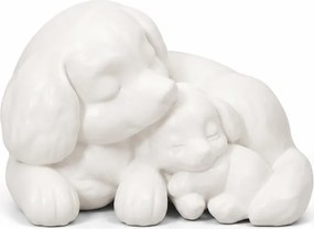 soška, dekorativní, pes se štěňátkem, 5x8.5 cm, plast, barva bílá, Dekorino Dekorino SF20260027