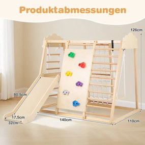 Costway 8-in-1 Gymnastický set v džungli Dřevěné Montessori šplhací hračky