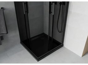 Mexen Rio čtvercový sprchový kout 90 x 90 cm, Grafitově černá, Černá + sprchová vanička Flat, Černá - 860-090-090-70-40-4070B