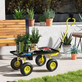 Outsunny Zahradní Transportní Kára Rukávový Vozík 4 Kol 94L x 48,5W x 100H cm Max. Nosnost 150 Kg Železo