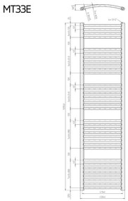 Mereo otopný žebřík oblý 450x1690 mm elektrický bílý MT33E