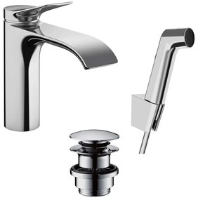 Hansgrohe Vivenis - Umyvadlová baterie s výpustí Push-Open a bidetovou sprškou, EcoSmart, chrom 75210000