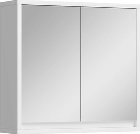 Koupelnová skříňka HOMCOM se zrcadlem, 2 dveřmi a nastavitelnou policí, závěsná koupelnová skříňka pro toaletu, moderní styl 48x14,5x45 cm Bílá