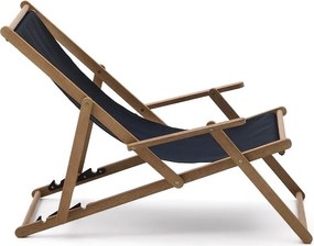 Černé/v přírodní barvě dřevěné polohovací/skládací zahradní lehátko Vilara – Kave Home