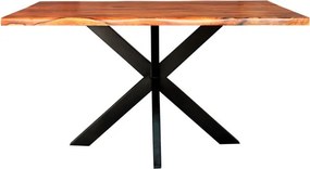 Indický nábytek - Jídelní stůl s kovovými nohami 140x90 cm z indického masivu palisandr Natural
