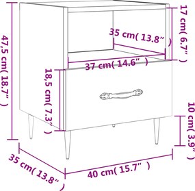 vidaXL Noční stolek 40 x 35 x 47,5 cm kompozitní dřevo [827394] Barva: kouřový dub