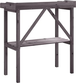 Přesazovací stůl s policí šedý 78 x 38 x 82,5 cm masivní jedle 156351