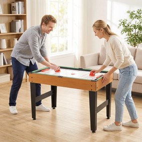 Multiherní stůl HOMCOM 4 v 1, párty herní stůl se stolním tenisem, stolním fotbalem, kulečníkem, stolním hokejem, pro zábavu více hráčů, ocel, přírod…