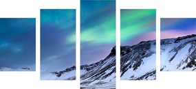 5-dílný obraz norská polární záře - 200x100 cm