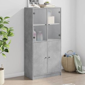 Highboard s dvířky betonově šedý 68x37x142 cm kompozitní dřevo