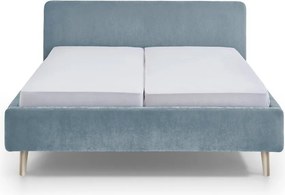 Světle modrá čalouněná dvoulůžková postel bez roštu 180x200 cm Mattis – Meise Möbel