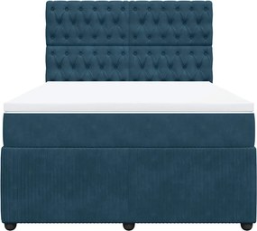Box spring postel s matrací tmavě modrá 160x200 cm samet 3292392