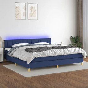 Box spring postel s matrací a LED modrá 200x200 cm textil 3133907