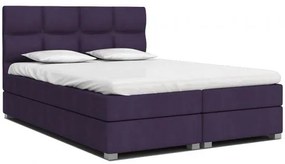 Luxusní postel SPRING BOX 140x200 s dřevěným zdvižným roštem FIALOVÁ