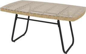 Zahradní stůl Outsunny z poly ratanového materiálu, 90 x 50 x 45 cm, UV odolný boční stůl se skleněnou deskou, obdélníkový stůl na terasu, balkonový …