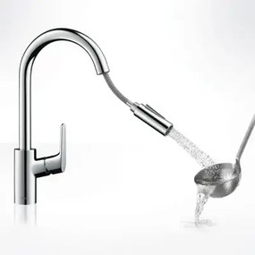 Hansgrohe - Dřezová baterie s výsuvnou sprškou, chrom