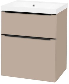Mereo Mereo, Mailo, koupelnová skříňka s umyvadlem z litého mramoru 61 cm, bílá, dub, antracit, CN550MB