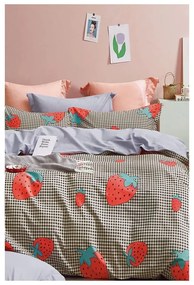Prodloužené povlečení na jednolůžko z bavlny Renforcé s prostěradlem/3dílné 160x220 cm Strawberry – Mila Home